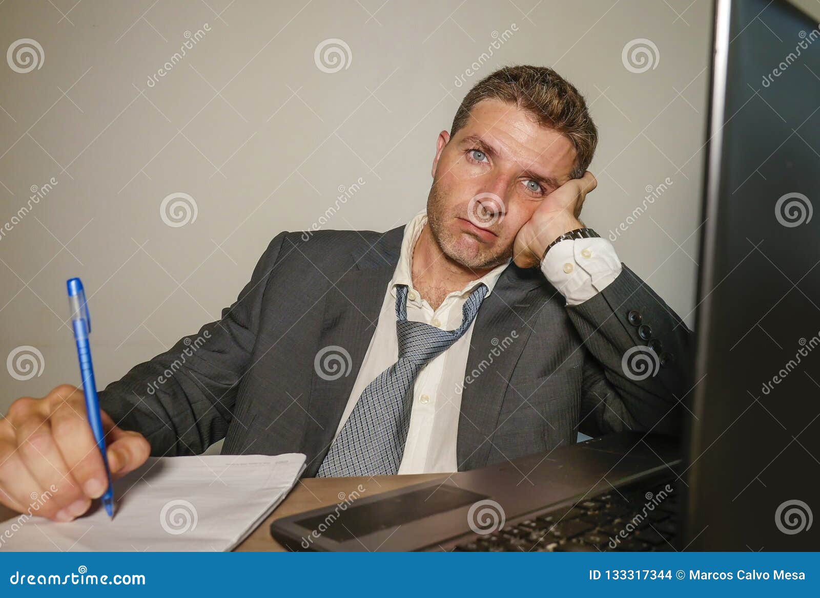 Young Desperate and Depressed Business Man Suffering Problem and ...