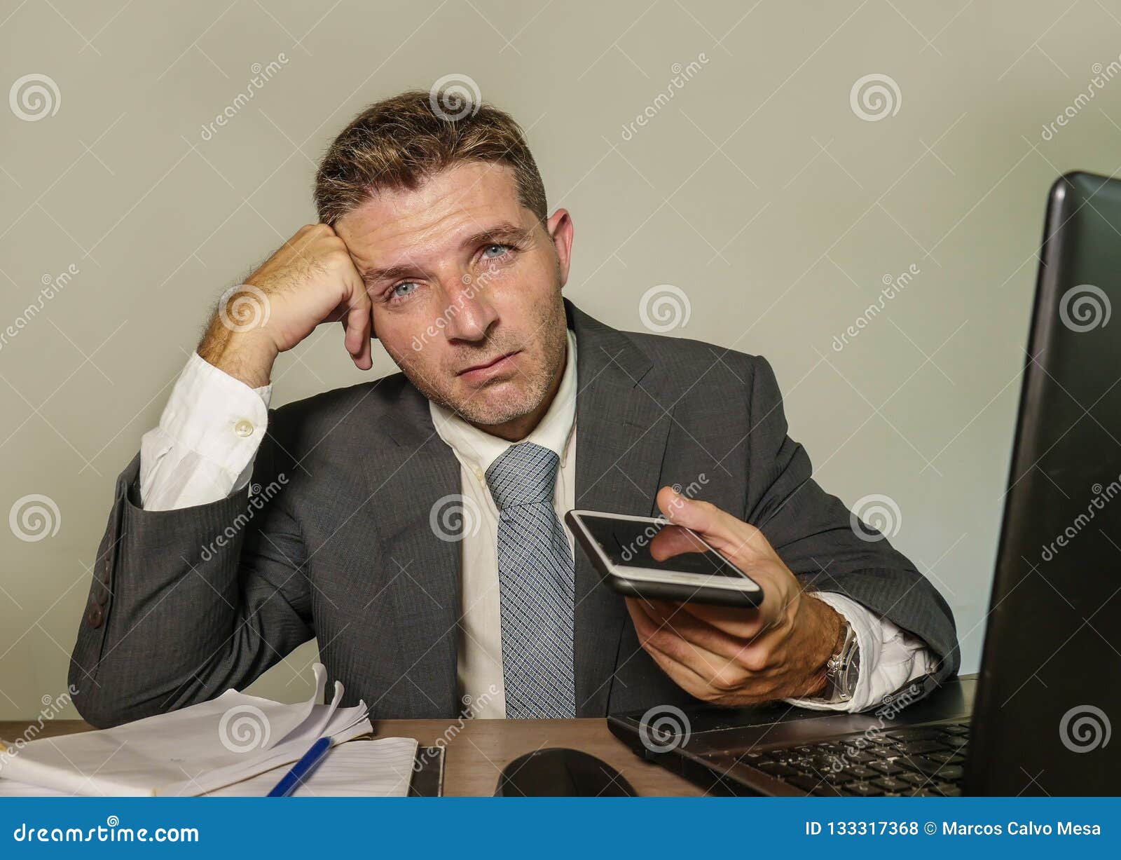 Young Desperate and Depressed Business Man Suffering Problem and ...