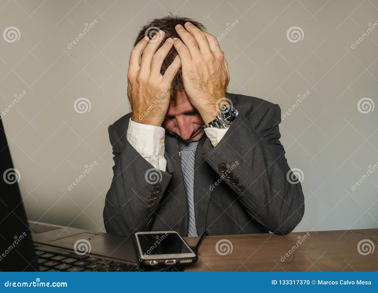 Young Desperate and Depressed Business Man Suffering Problem and ...