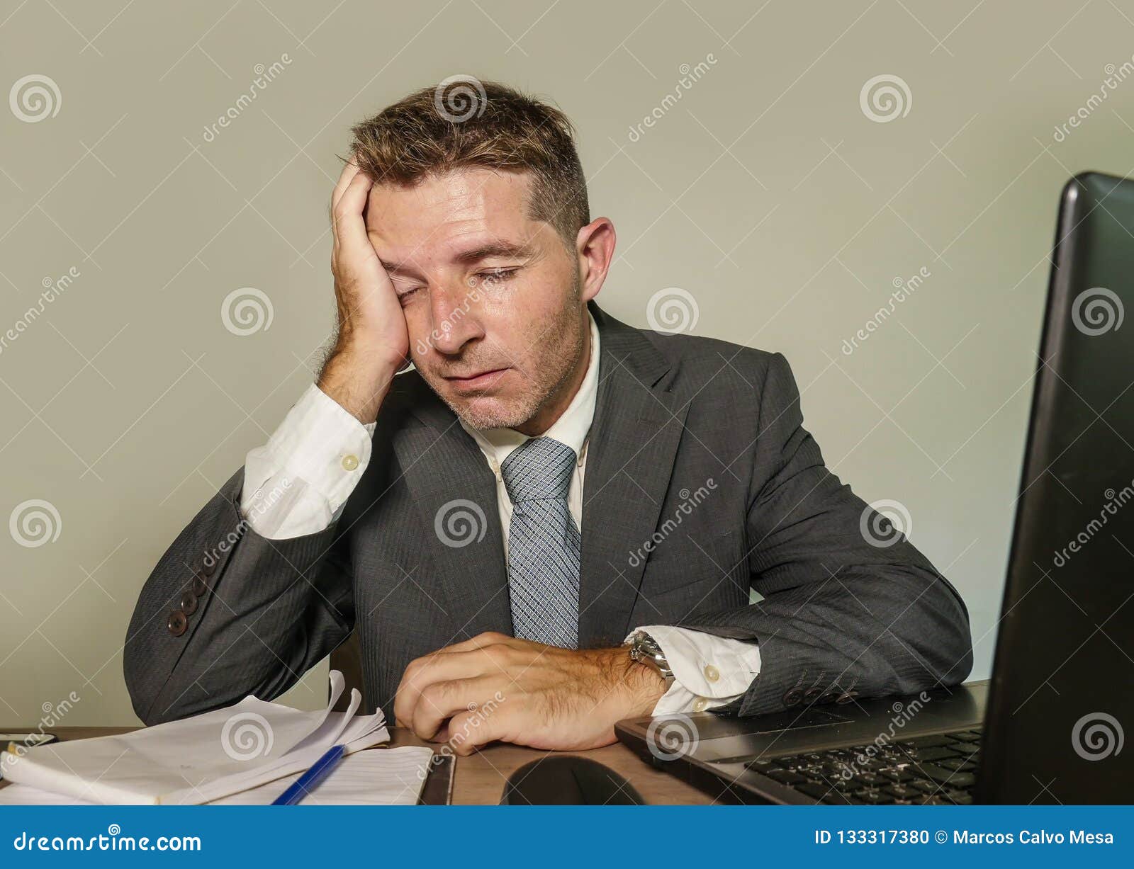 Young Desperate and Depressed Business Man Suffering Problem and ...