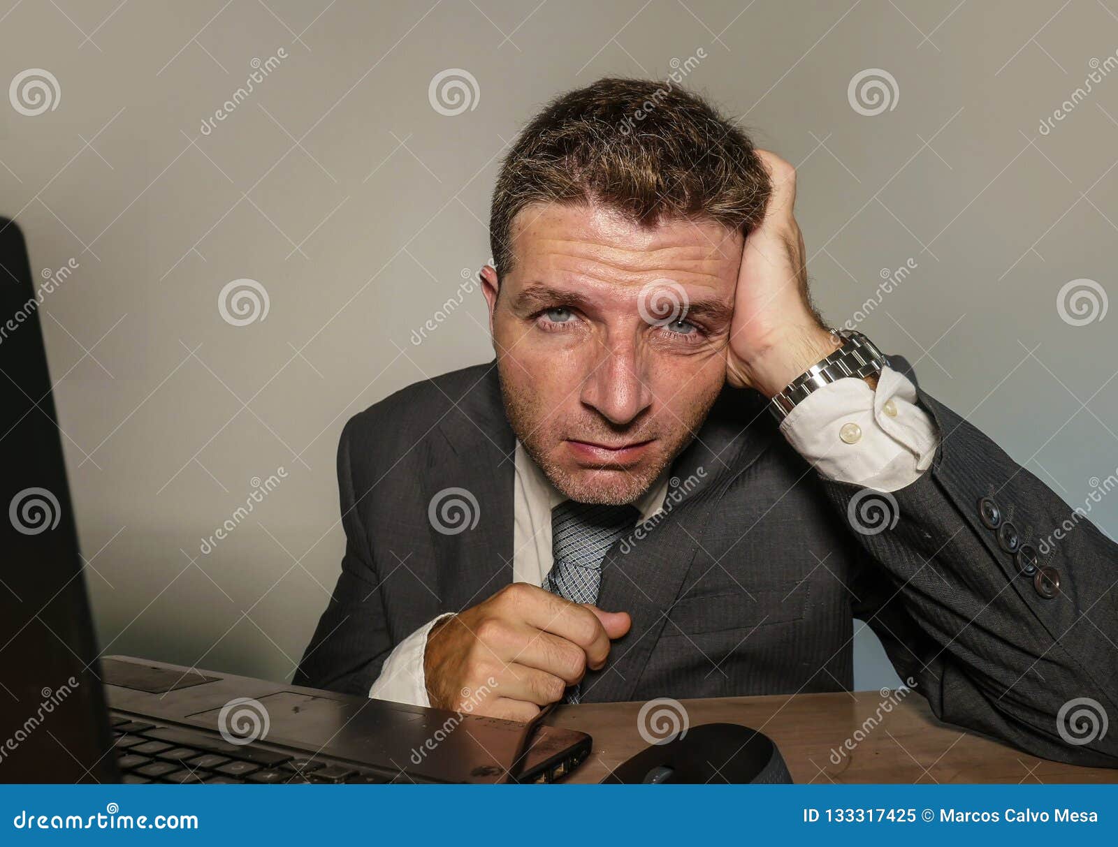 Young Desperate and Depressed Business Man Suffering Problem and ...