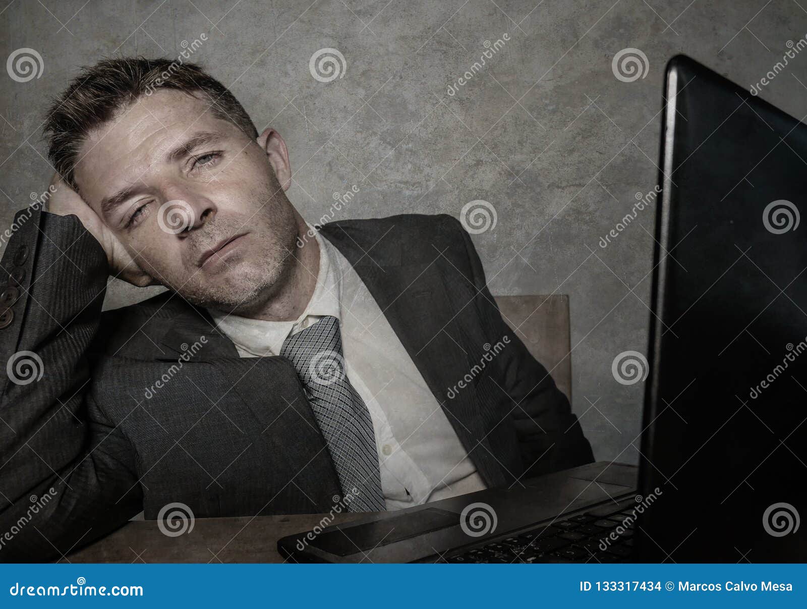 Young Desperate and Depressed Business Man Suffering Problem and ...