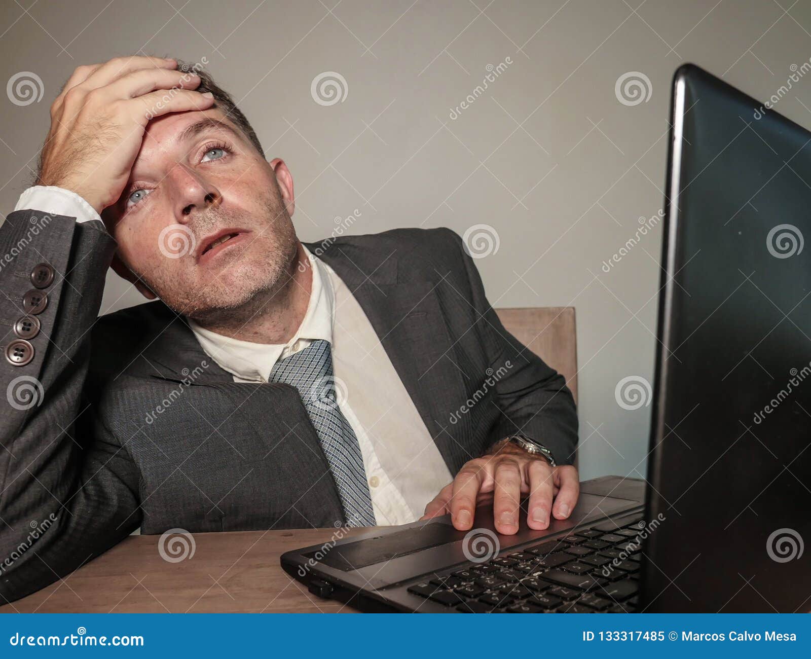 Young Desperate and Depressed Business Man Suffering Problem and ...