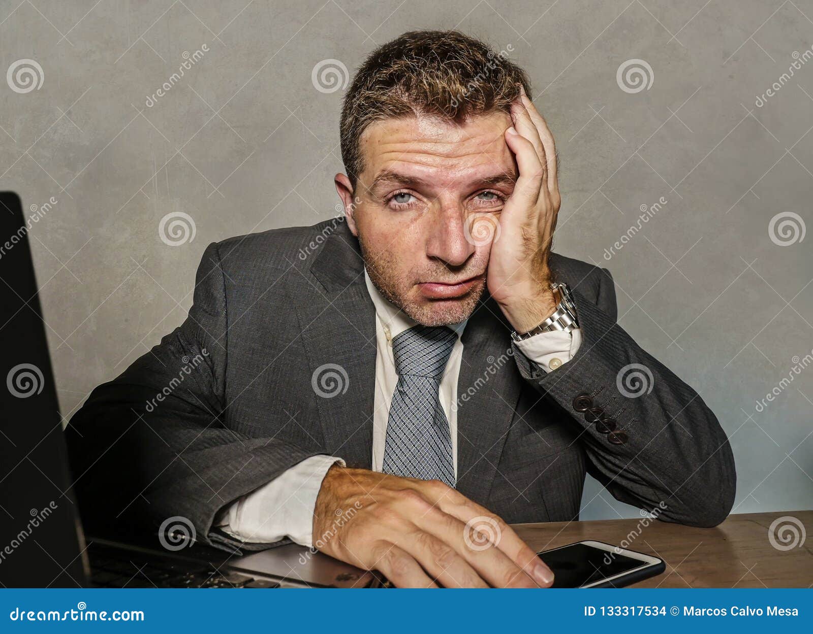 Young Desperate and Depressed Business Man Suffering Problem and ...