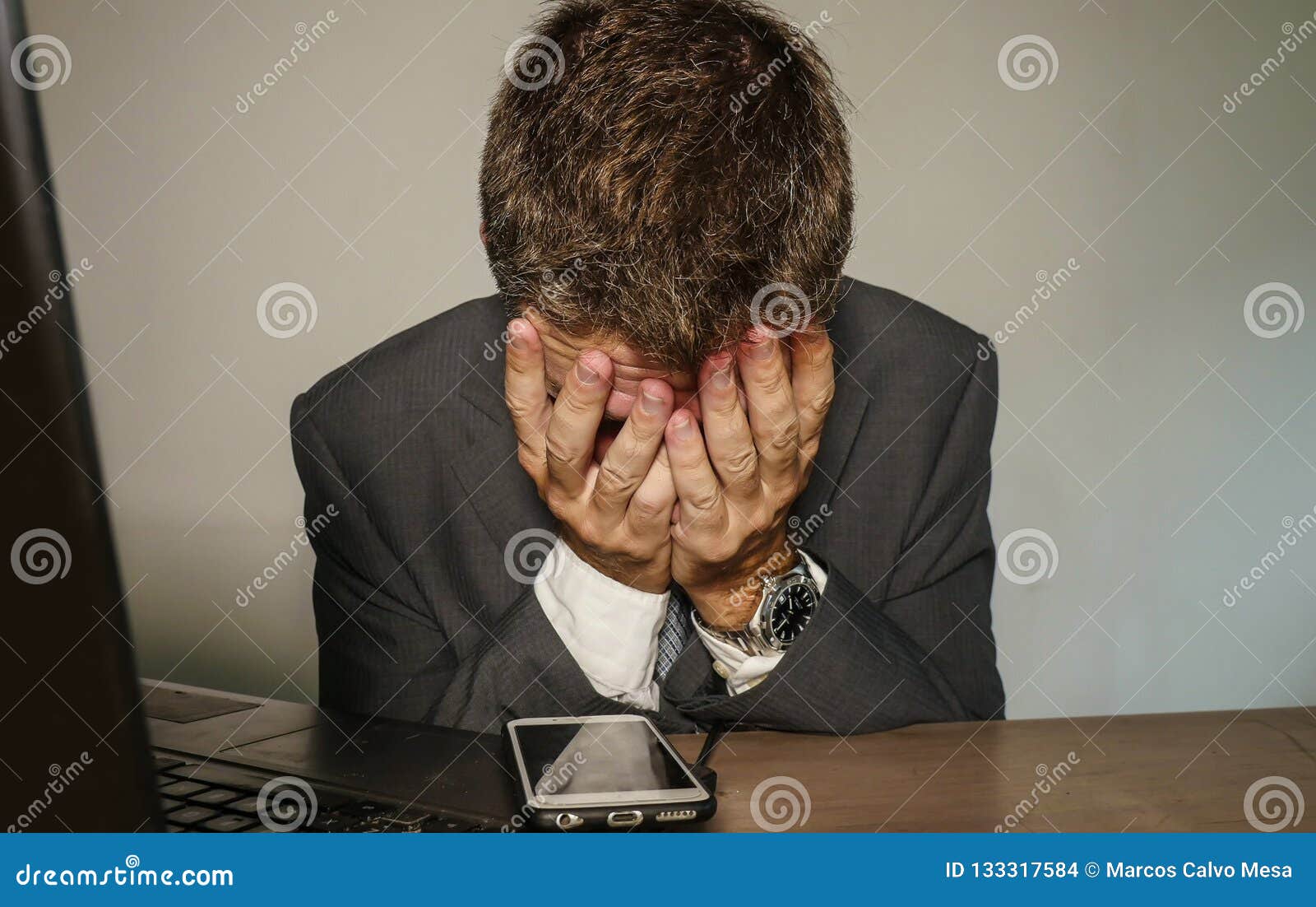 Young Desperate and Depressed Business Man Suffering Problem and ...