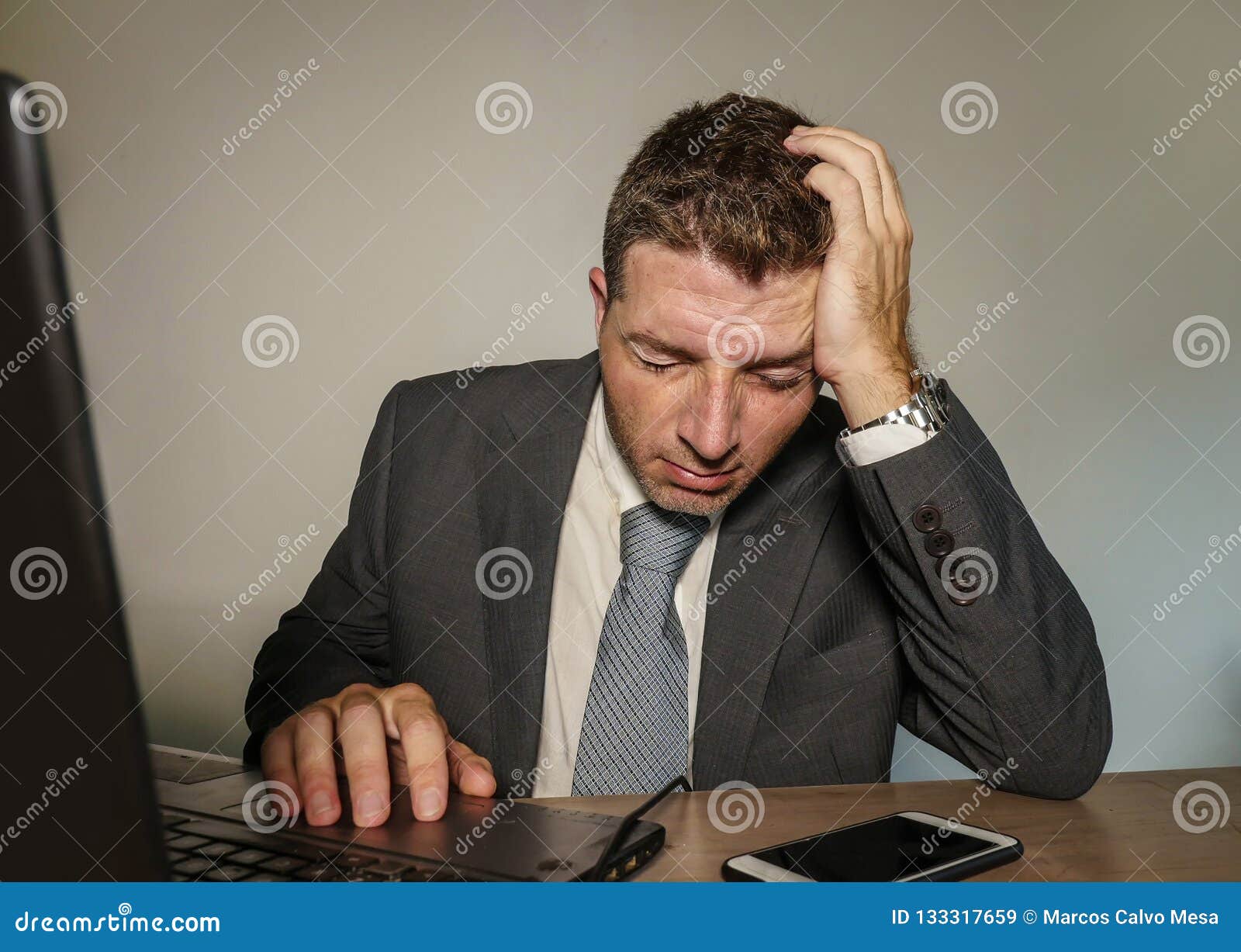 Young Desperate and Depressed Business Man Suffering Problem and ...