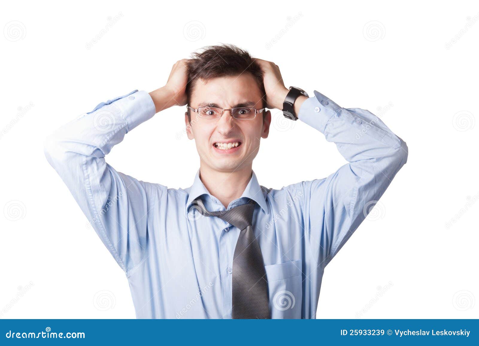 Man with Frustrated Expression Stock Image - Image of anxiety, gray ...