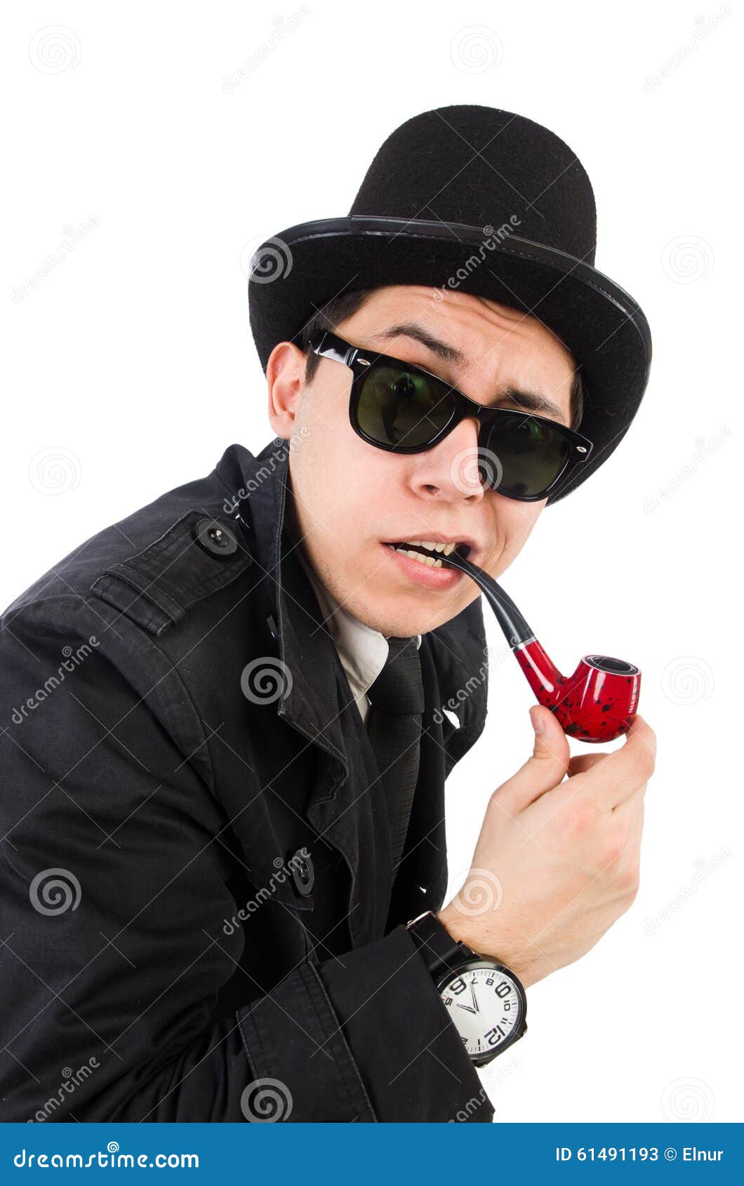 Young Detective in Black Coat Holding Magnifying Stock Image - Image of ...