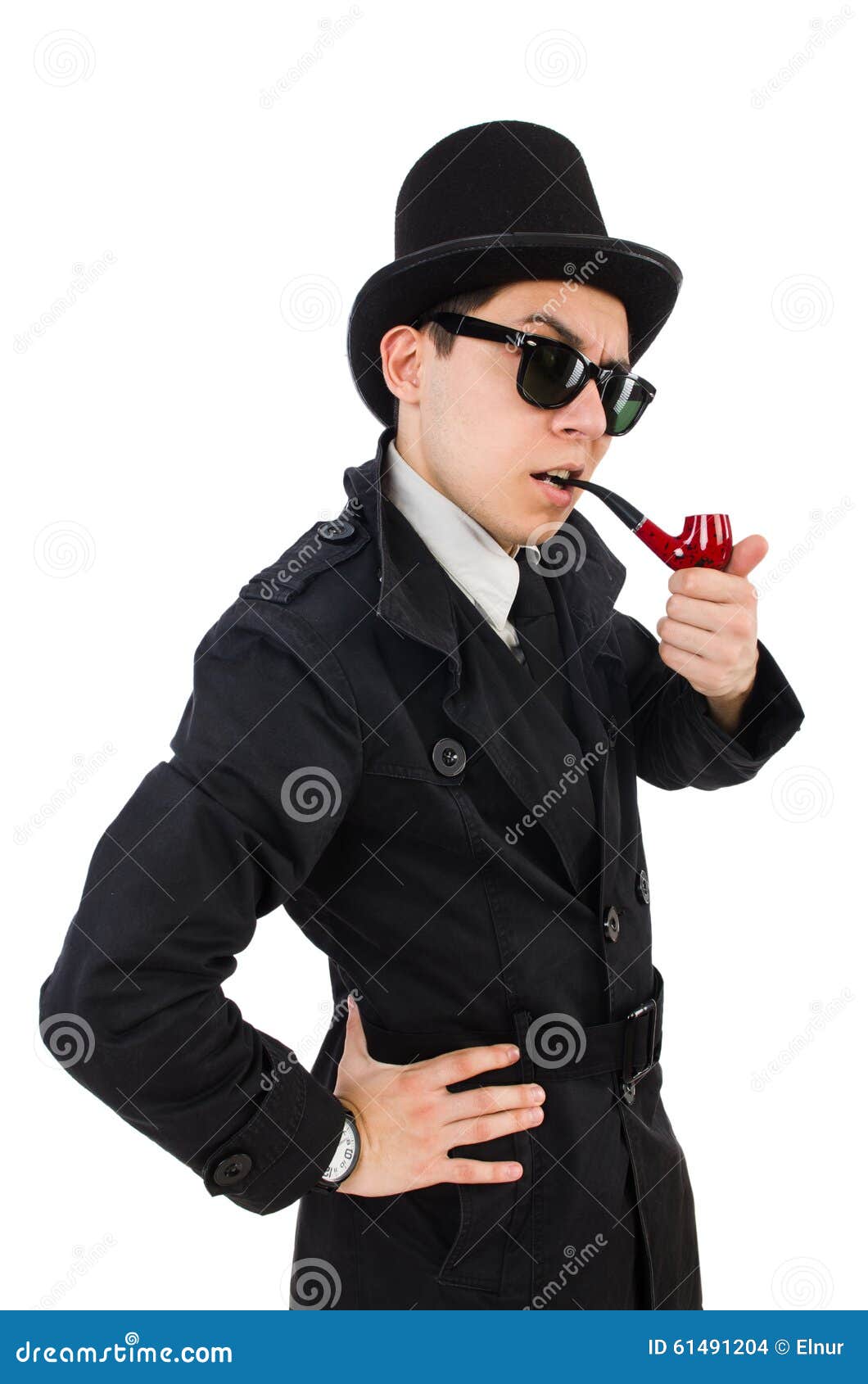 Young Detective in Black Coat Holding Magnifying Stock Photo - Image of ...