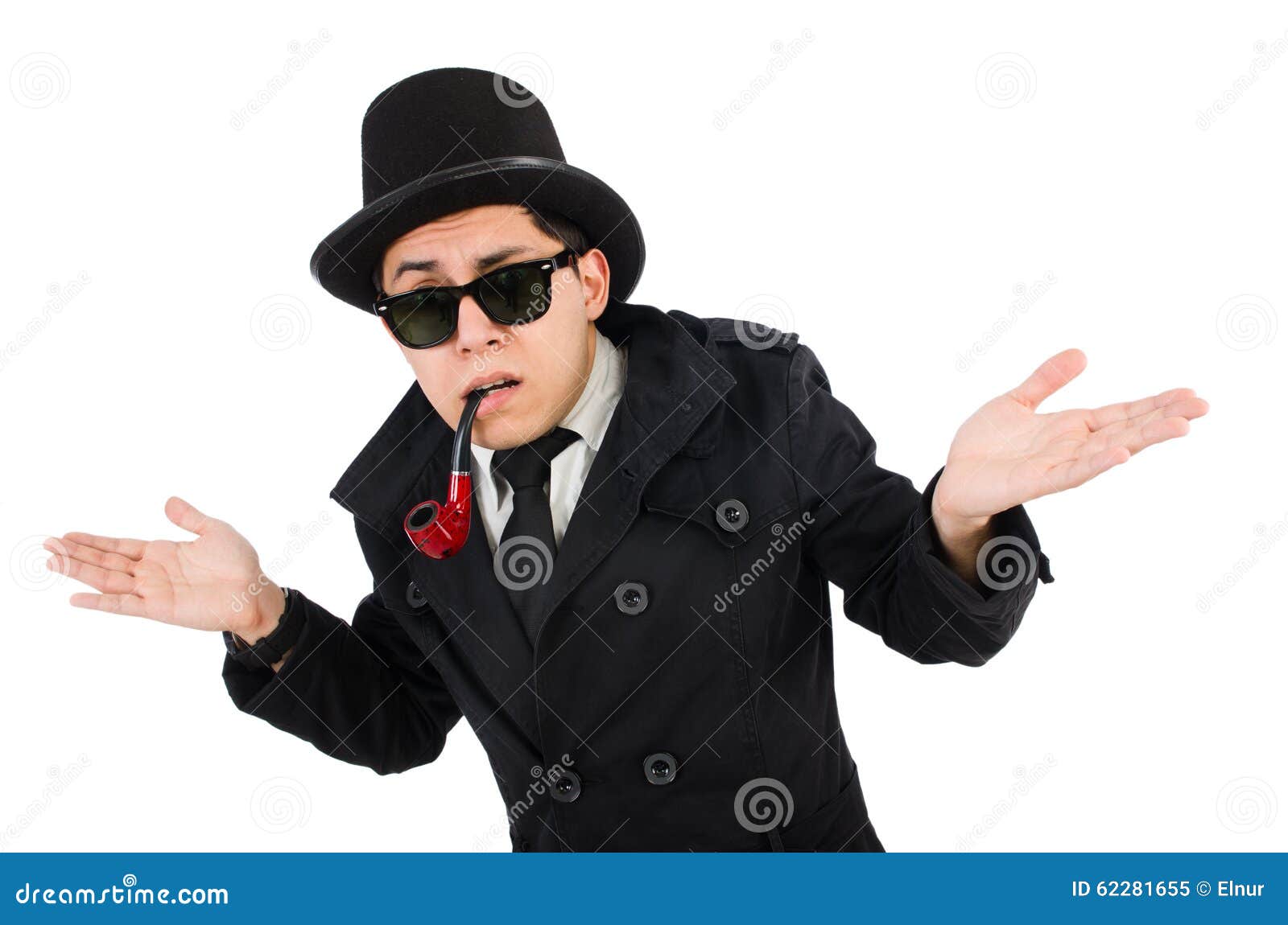 Young Detective in Black Coat Holding Magnifying Stock Image - Image of ...