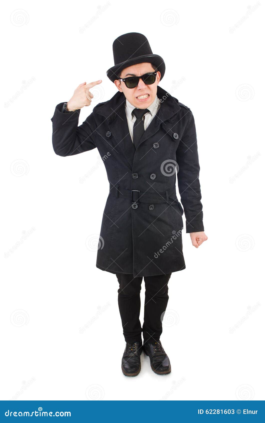 The Young Detective in Black Coat Stock Image - Image of service ...