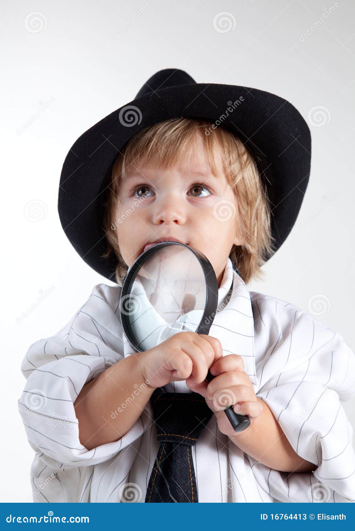 Young Detective with Magnifying Glass Stock Image - Image of crime ...