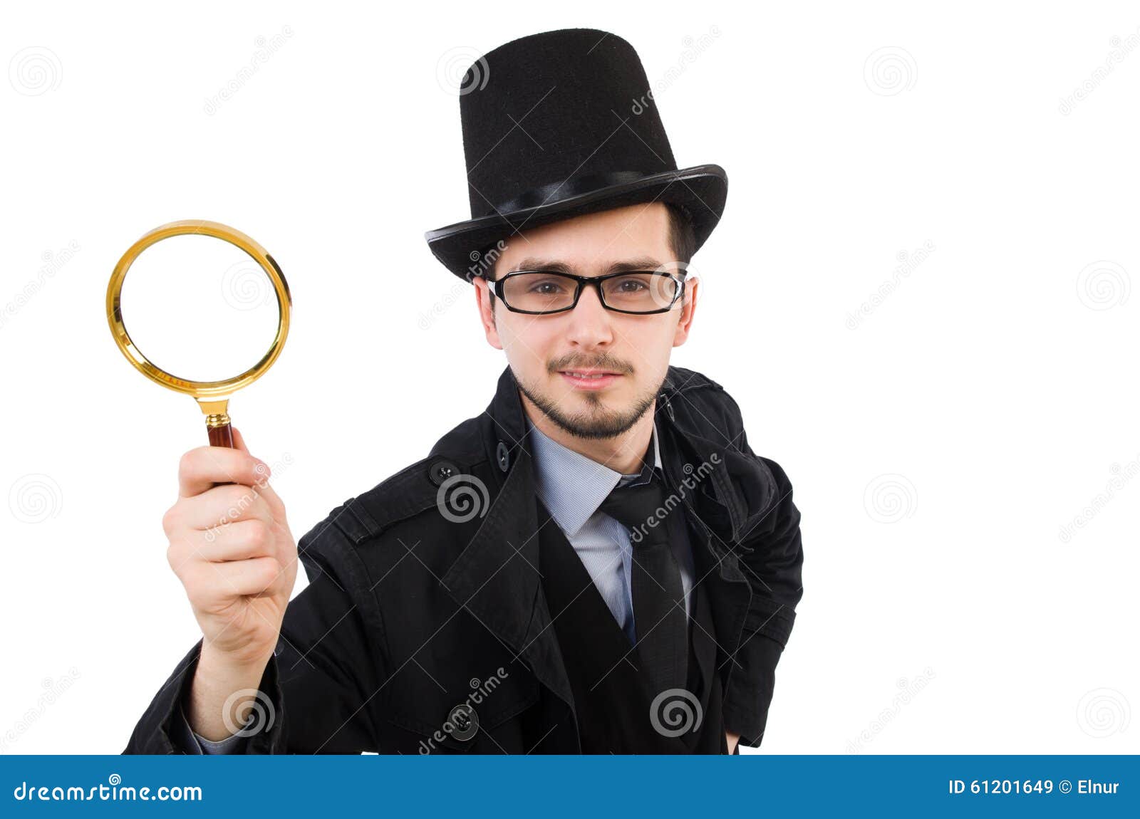 The Young Detective with Magnifying Glass Isolated Stock Image - Image ...
