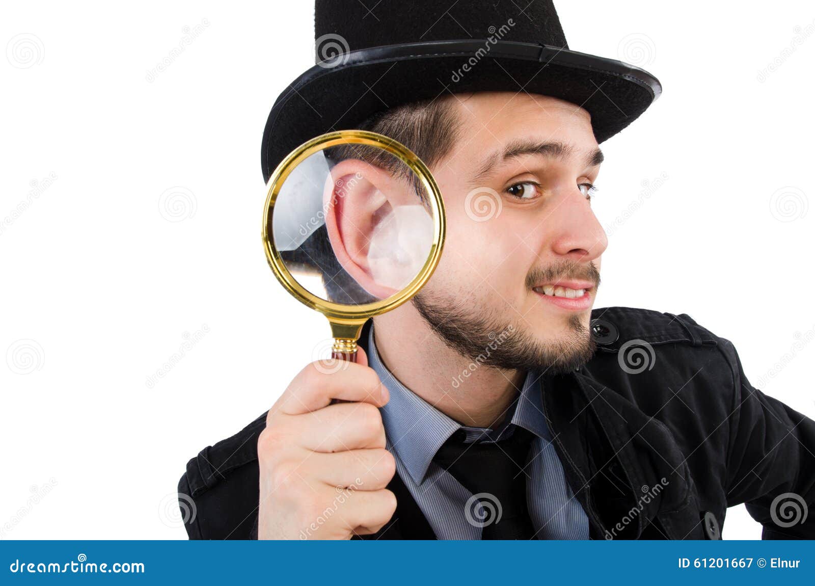 The Young Detective with Magnifying Glass Isolated Stock Image - Image ...