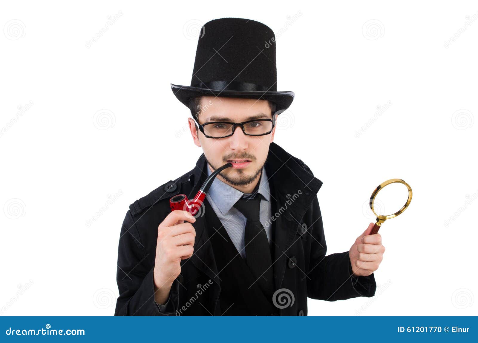 The Young Detective with Magnifying Glass Isolated Stock Photo - Image ...