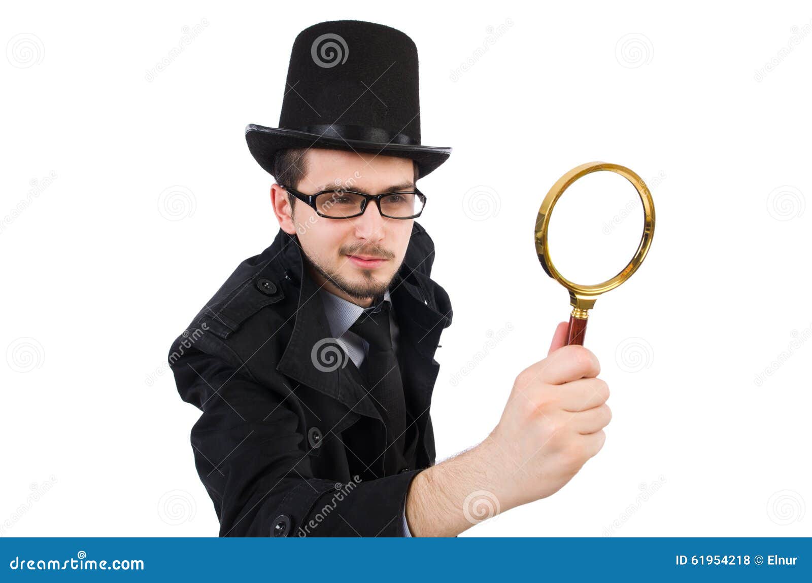 The Young Detective with Magnifying Glass Isolated Stock Photo - Image ...