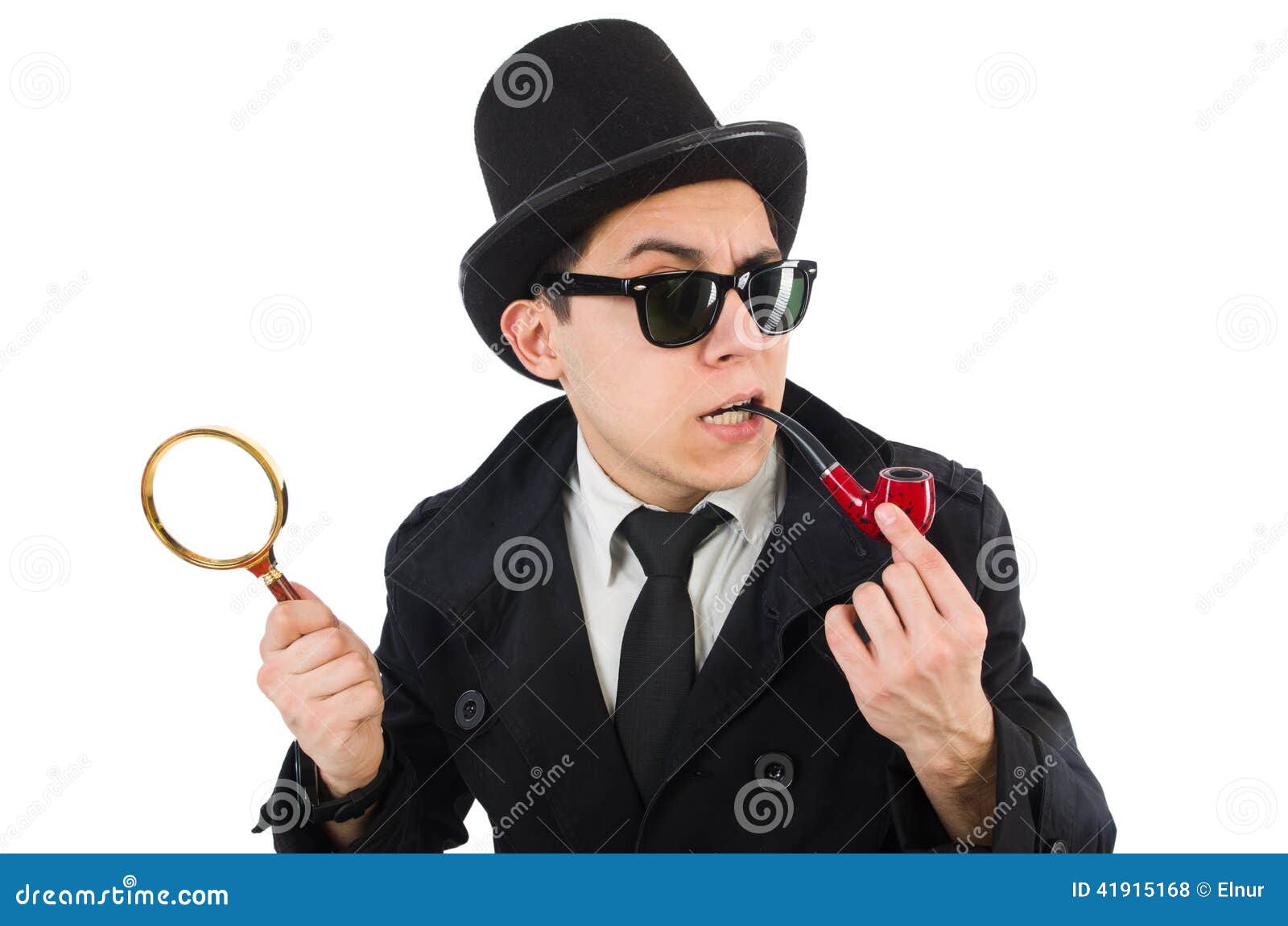 Young detective with pipe stock photo. Image of pipe - 41915168