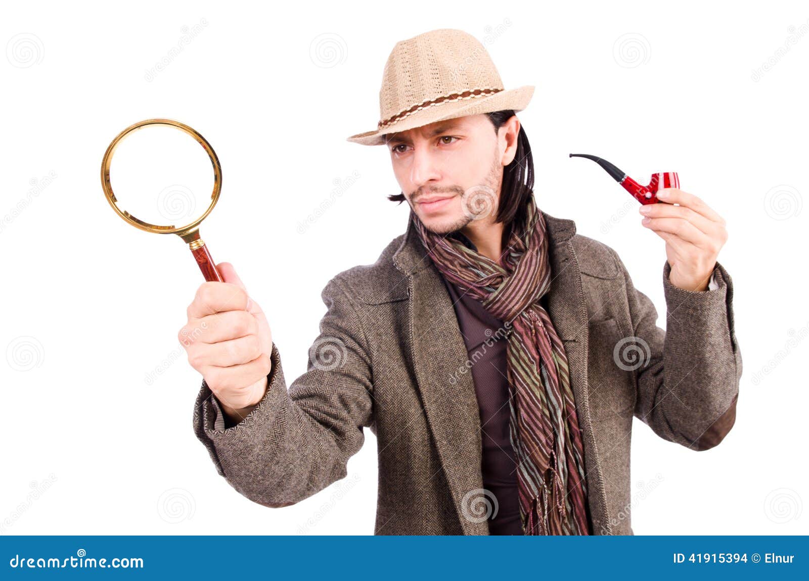 Young detective with pipe stock photo. Image of private - 41915394
