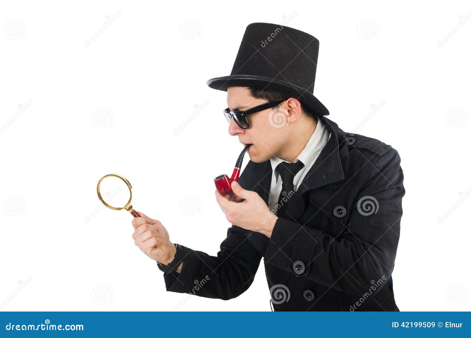 Young detective with pipe stock image. Image of occupation - 42199509