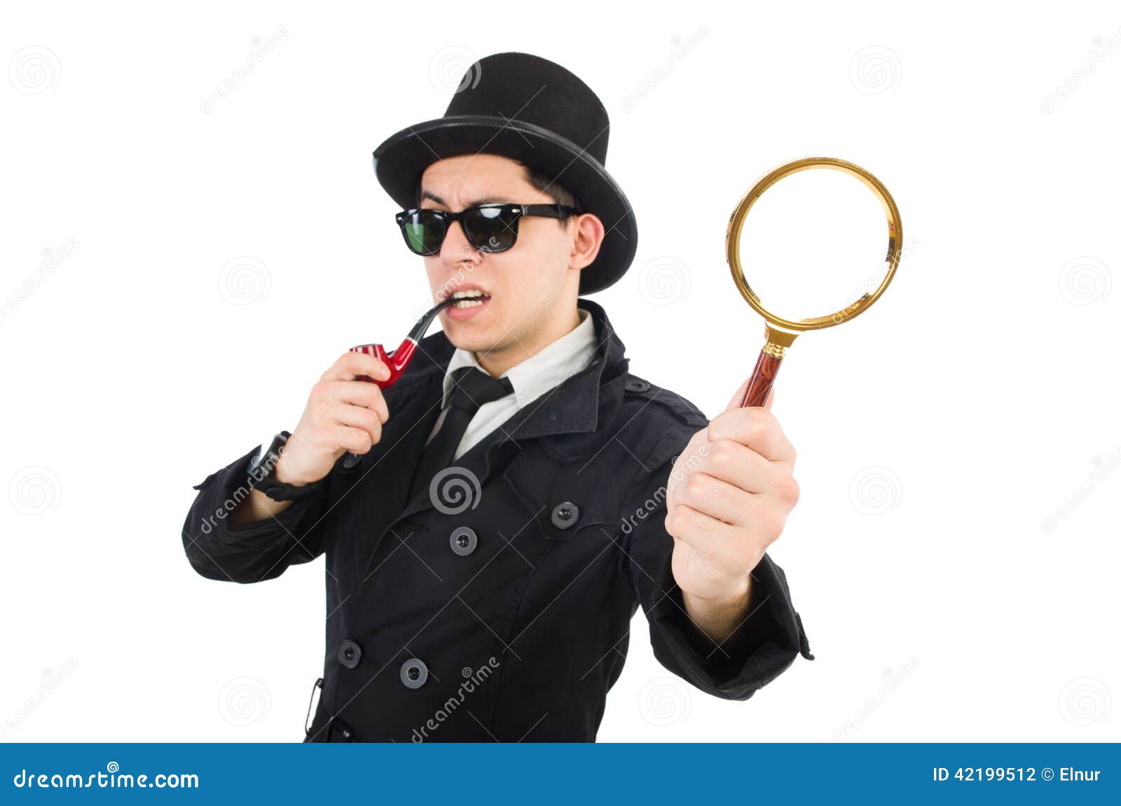 Young detective with pipe stock photo. Image of police - 42199512