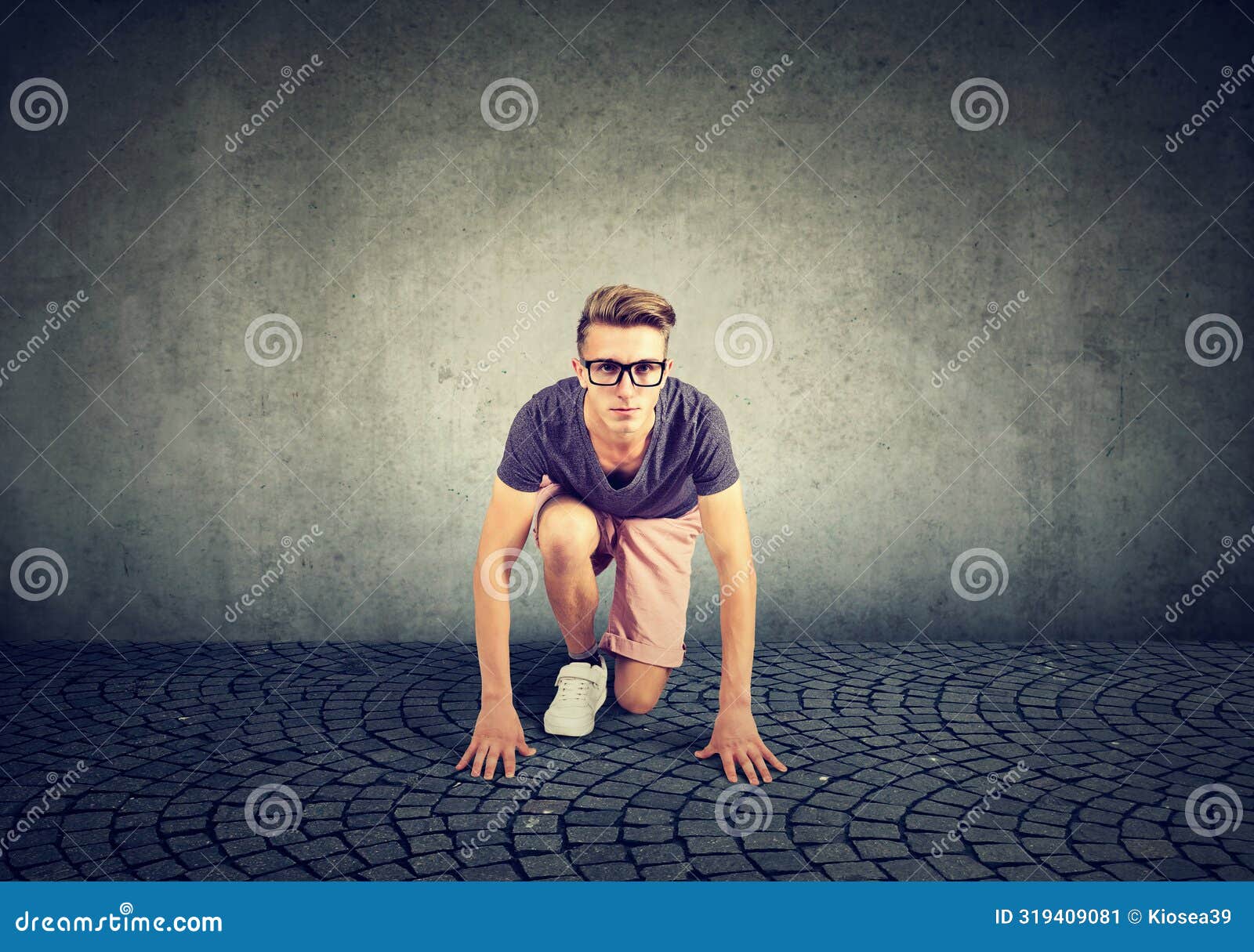 Young Determined Man a Student Ready in a Start Position Stock Image ...