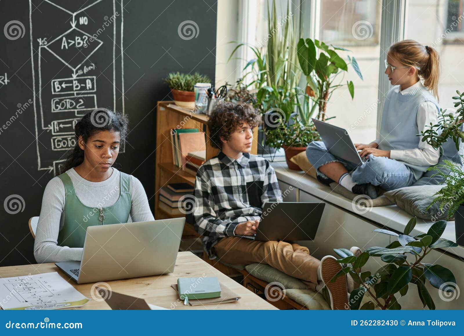 Young Developers Using Computers at Lesson Stock Photo - Image of ...