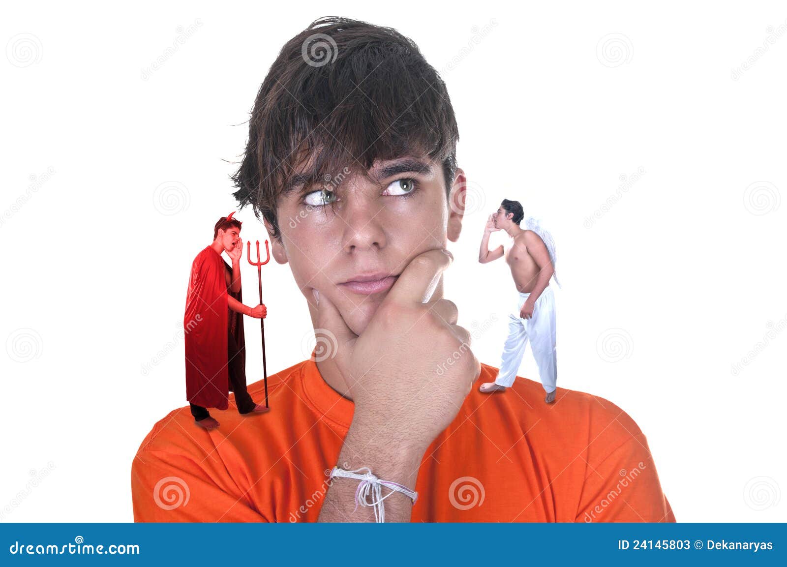 Young, Devil And Angel Talking To Him Royalty-Free Stock Photo ...