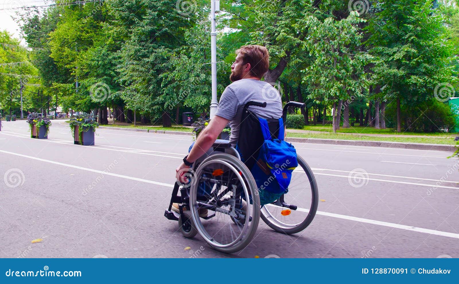 Young Disable Man Walking In The Park With His Wife Royalty-Free Stock ...