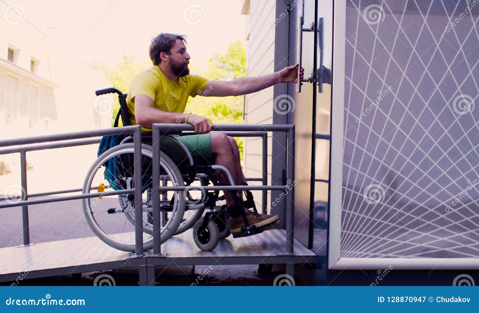 Young Disable Man Walking In The Park With His Wife Royalty-Free Stock ...