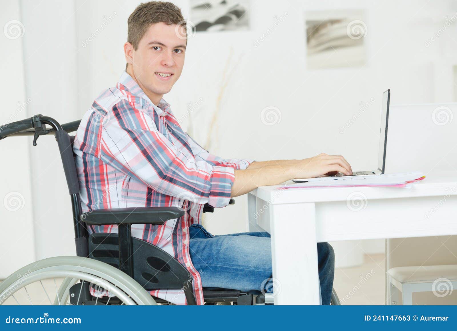 Young Disable Man Working from Home Stock Image - Image of electronic ...