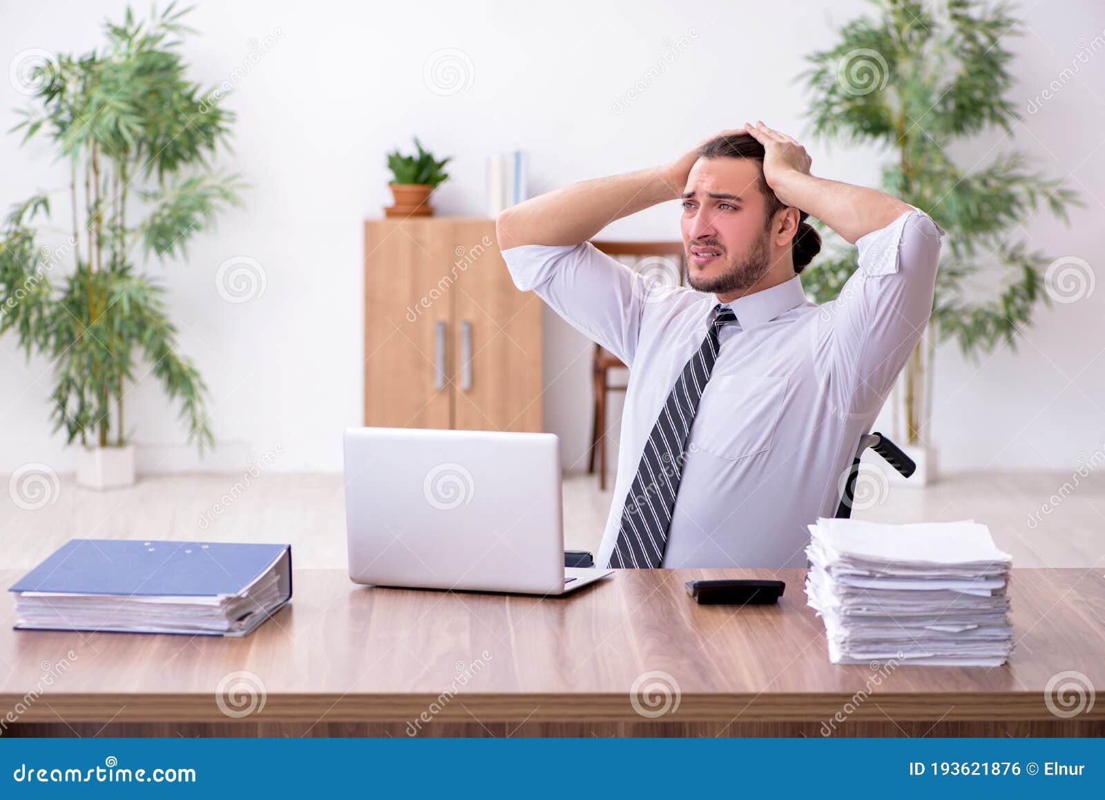 Young Disabled Employee Suffering at Workplace Stock Photo - Image of ...