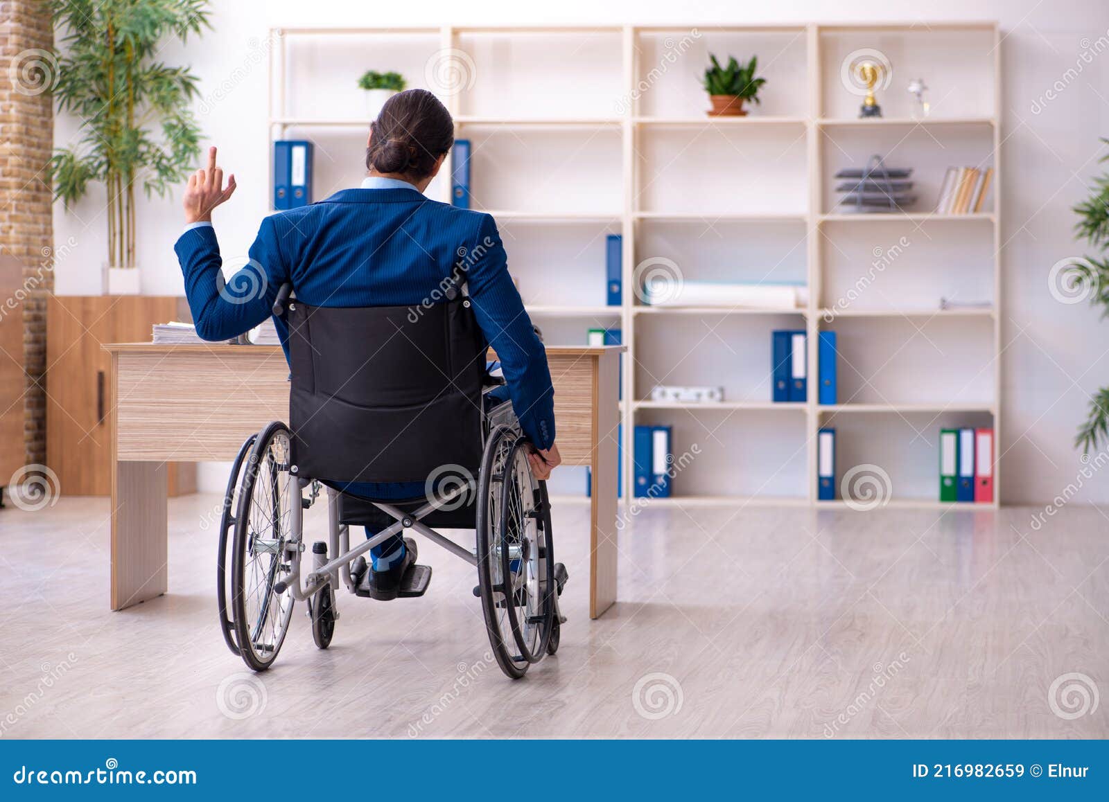 Young Disabled Employee Working in the Office Stock Image - Image of ...