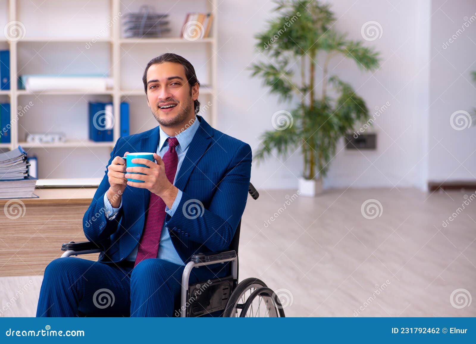 Young Disabled Employee Working in the Office Stock Photo - Image of ...