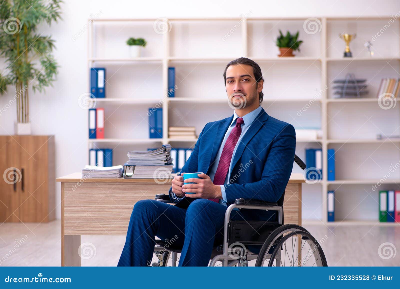Young Disabled Employee Working in the Office Stock Photo - Image of ...