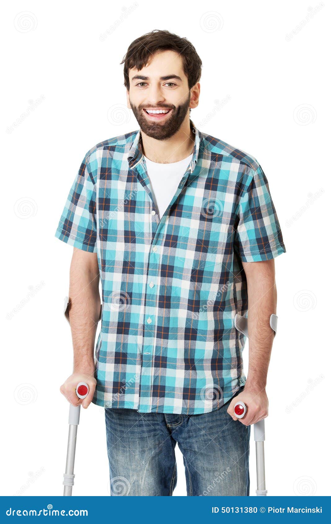 Young Disabled Man with Crutches. Stock Photo - Image of adult ...