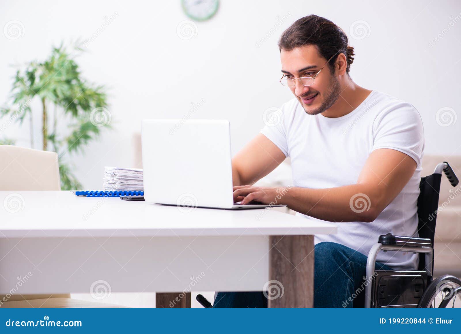 Young Disabled Man Working from House Stock Photo - Image of covid19 ...