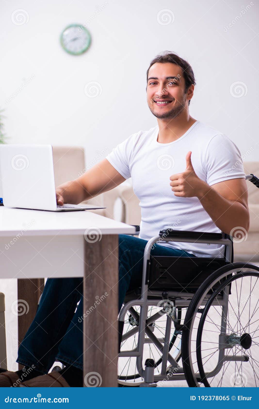 Young Disabled Man Working from House Stock Image - Image of laptop ...
