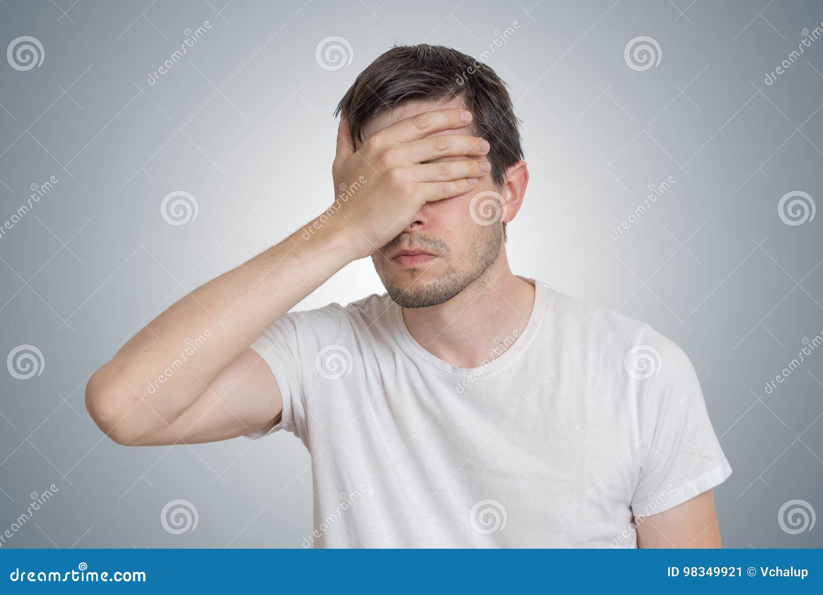 Young Disappointed Man is Covering His Face Stock Image - Image of ...