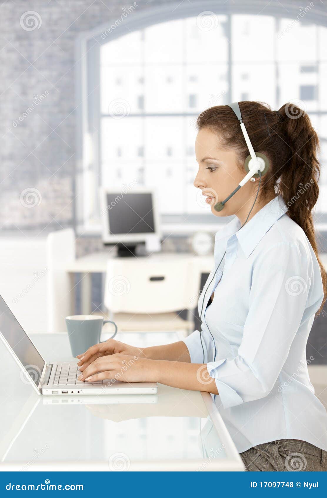 Young Dispatcher Working in Bright Office Stock Photo - Image of casual ...