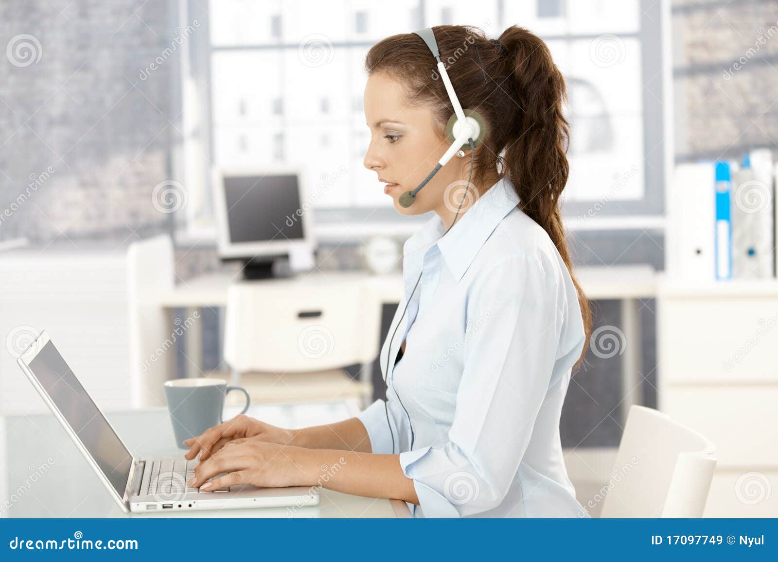 Young Dispatcher Working in Bright Office Stock Image - Image of beauty ...