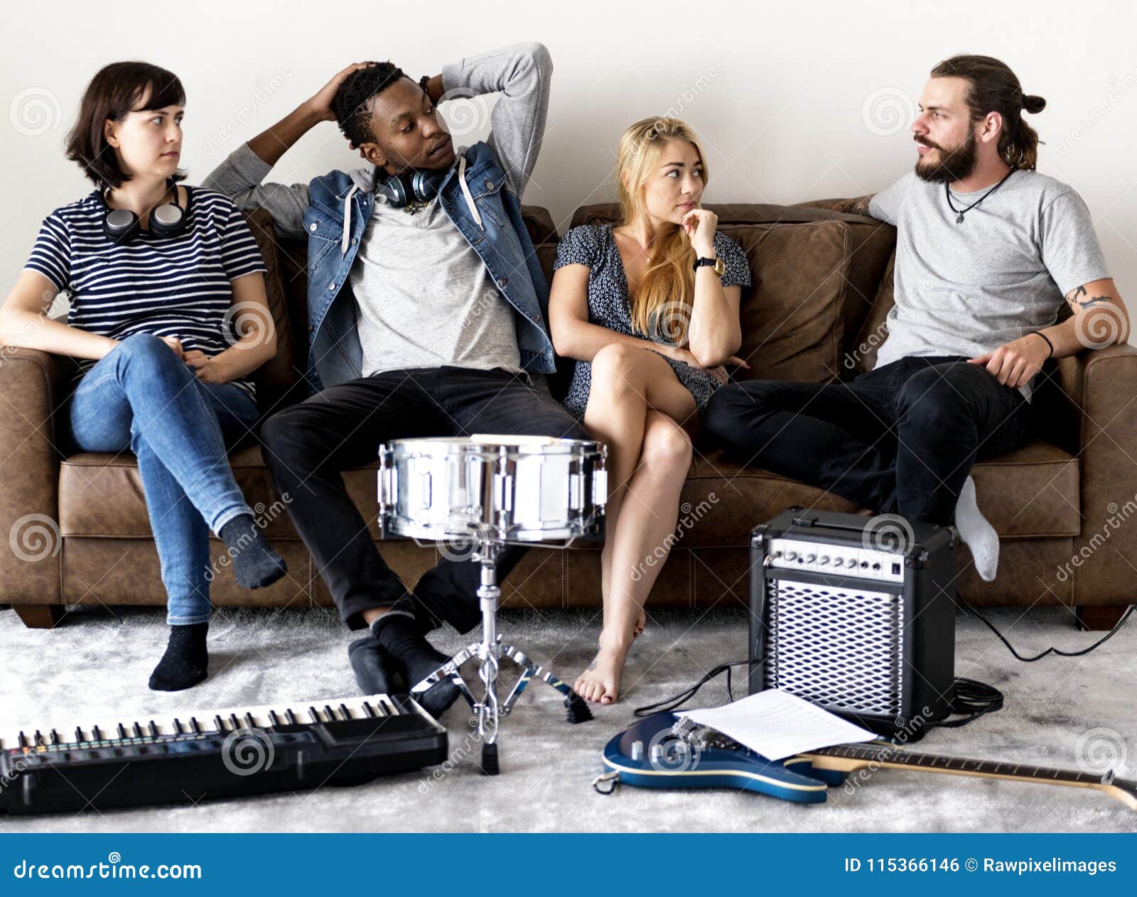 Young Diverse People Enjoying Music Together Stock Photo - Image of ...
