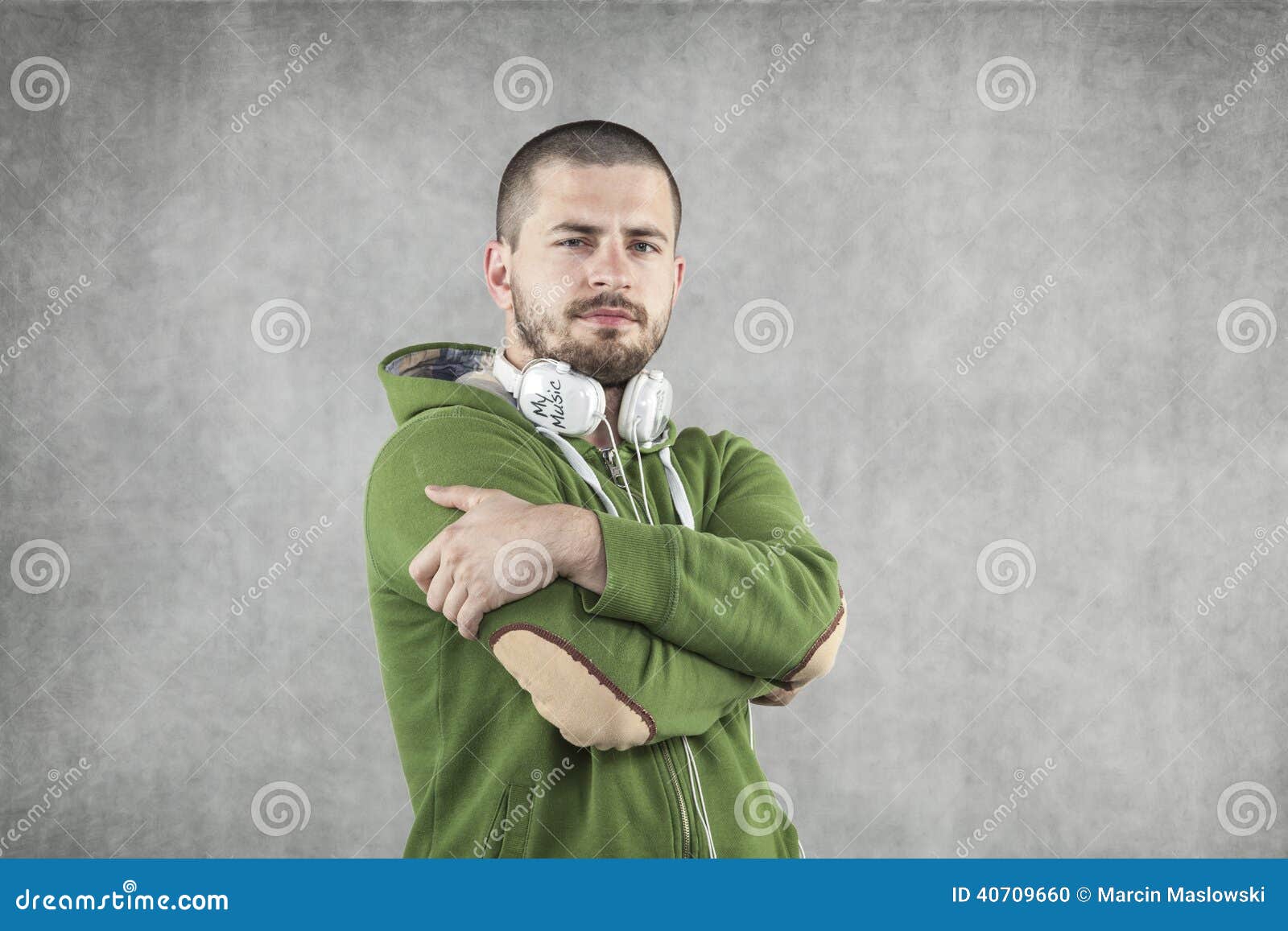 Young DJ with Headphones on Neck Stock Photo - Image of fresh, person ...