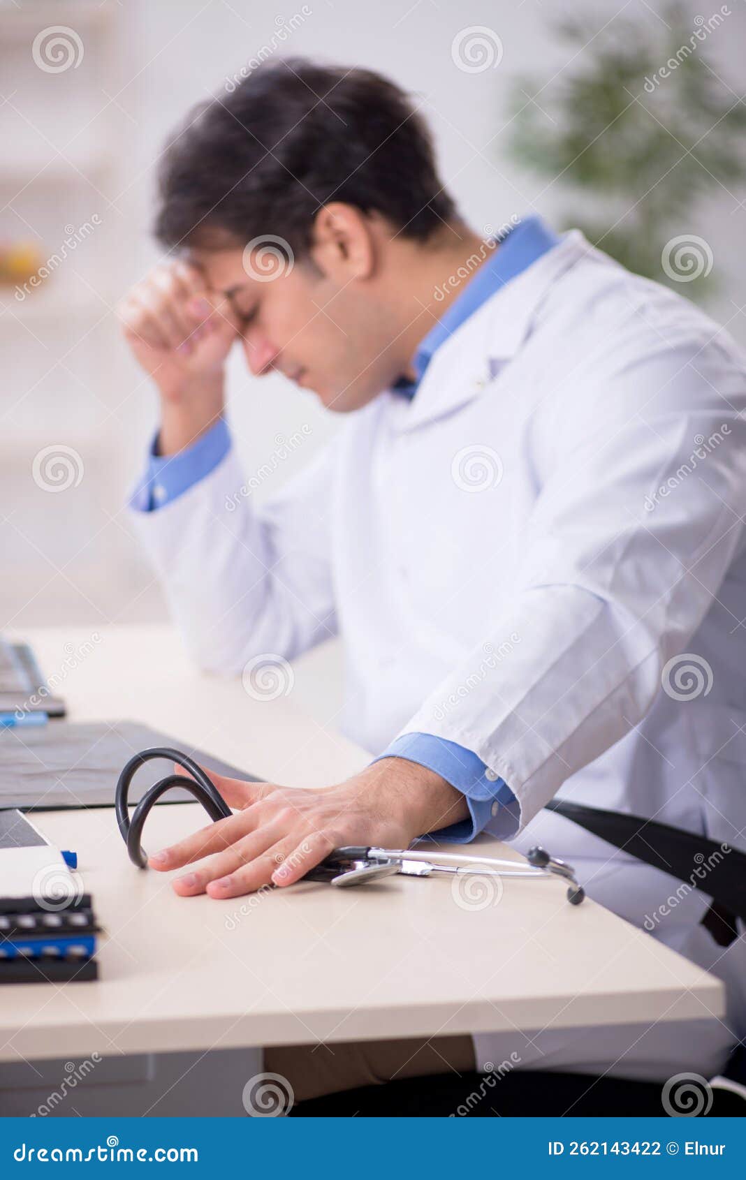 Young Male Doctor Being Tired after Night Shift Stock Photo - Image of ...