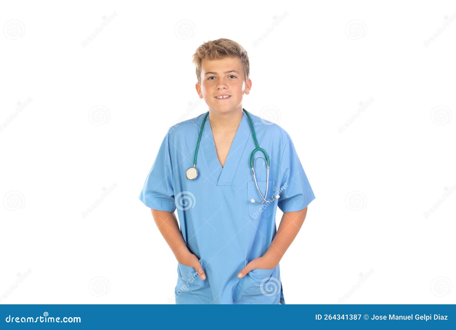Young Doctor with Blue Uniform Stock Image - Image of looking ...