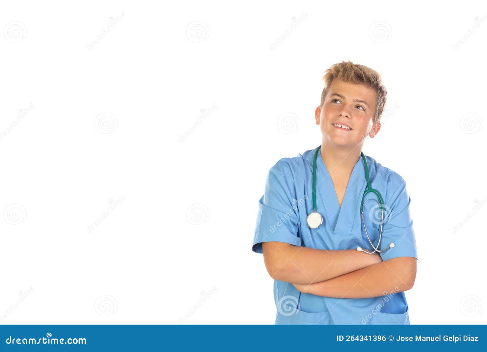 Young Doctor with Blue Uniform Stock Photo - Image of hair, college ...