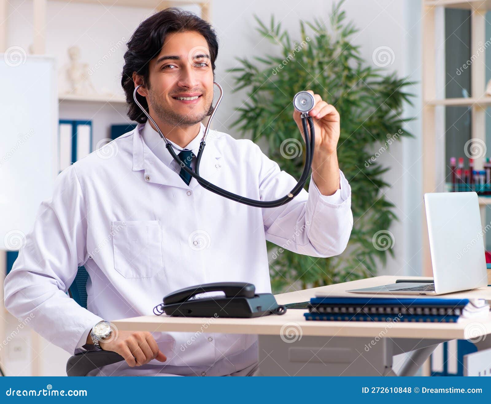 Young Doctor Cardiologist Working in the Clinic Stock Photo - Image of ...