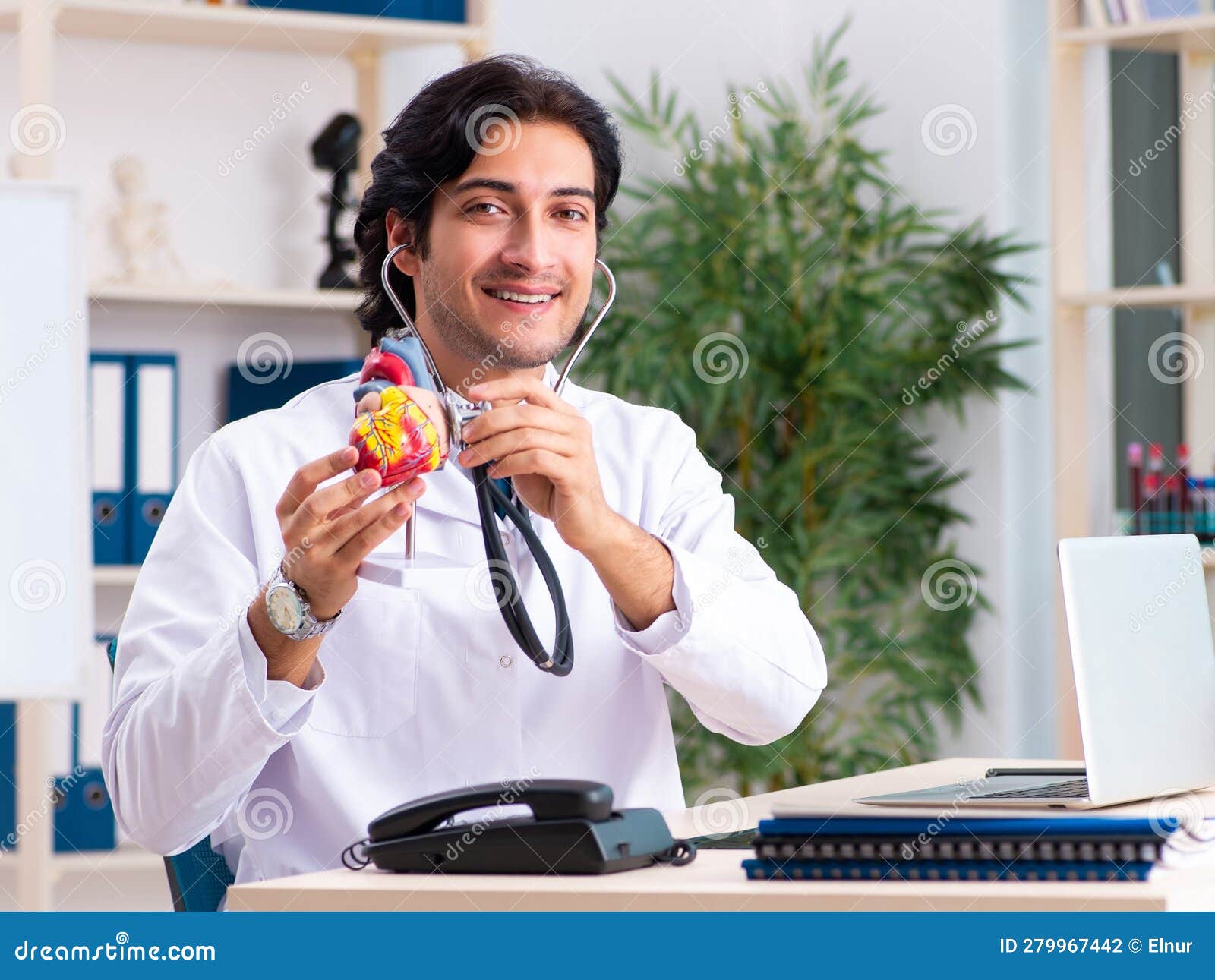 Young Doctor Cardiologist Working in the Clinic Stock Photo - Image of ...