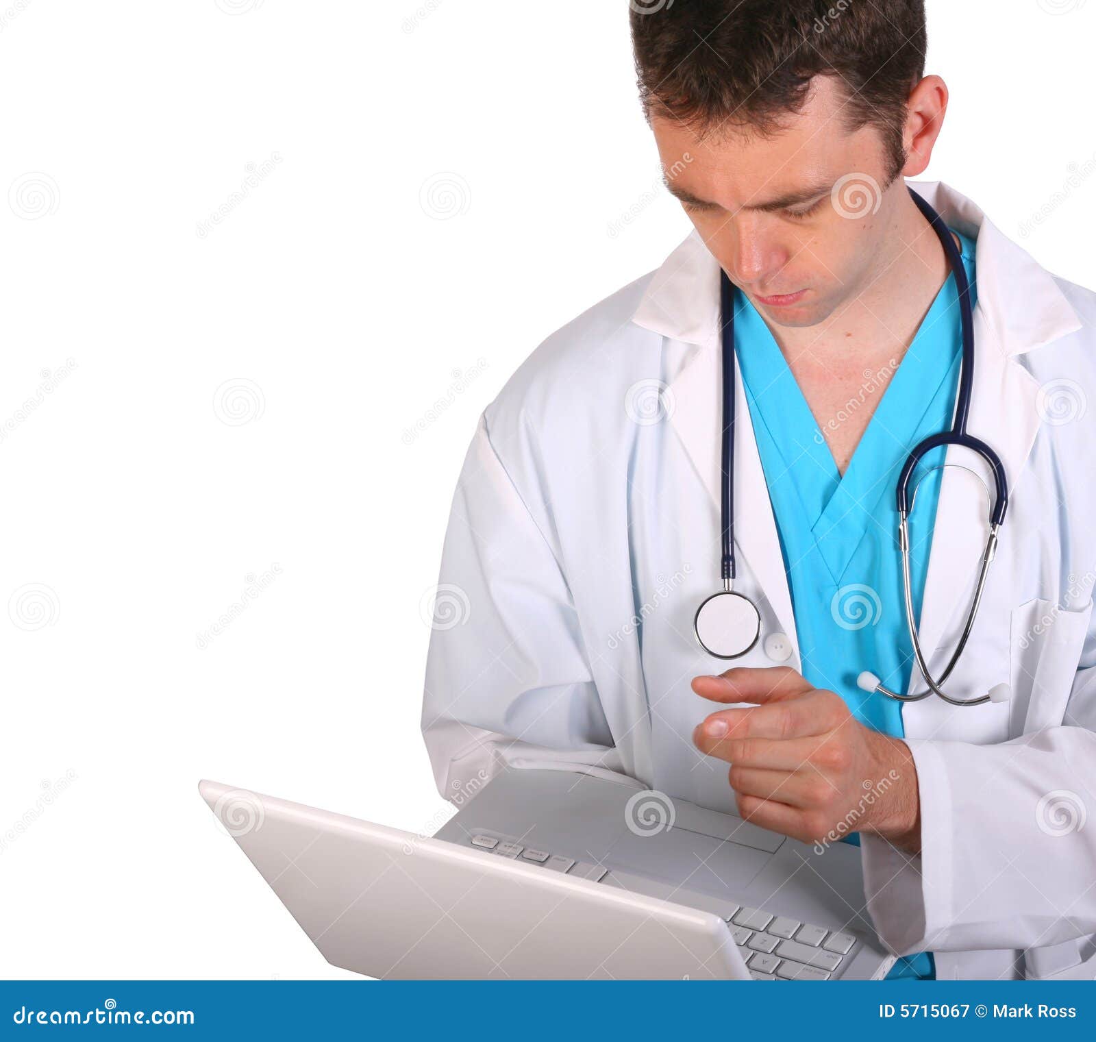 Young Doctor and Computer stock image. Image of handsome - 5715067