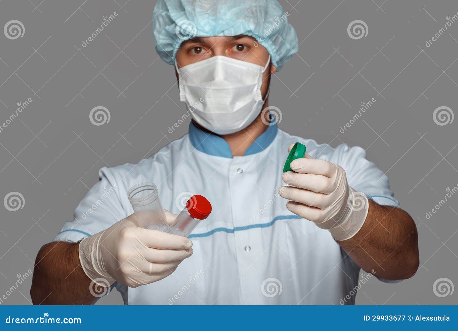 Young Doctor with Container for Analysis Stock Image - Image of pills ...