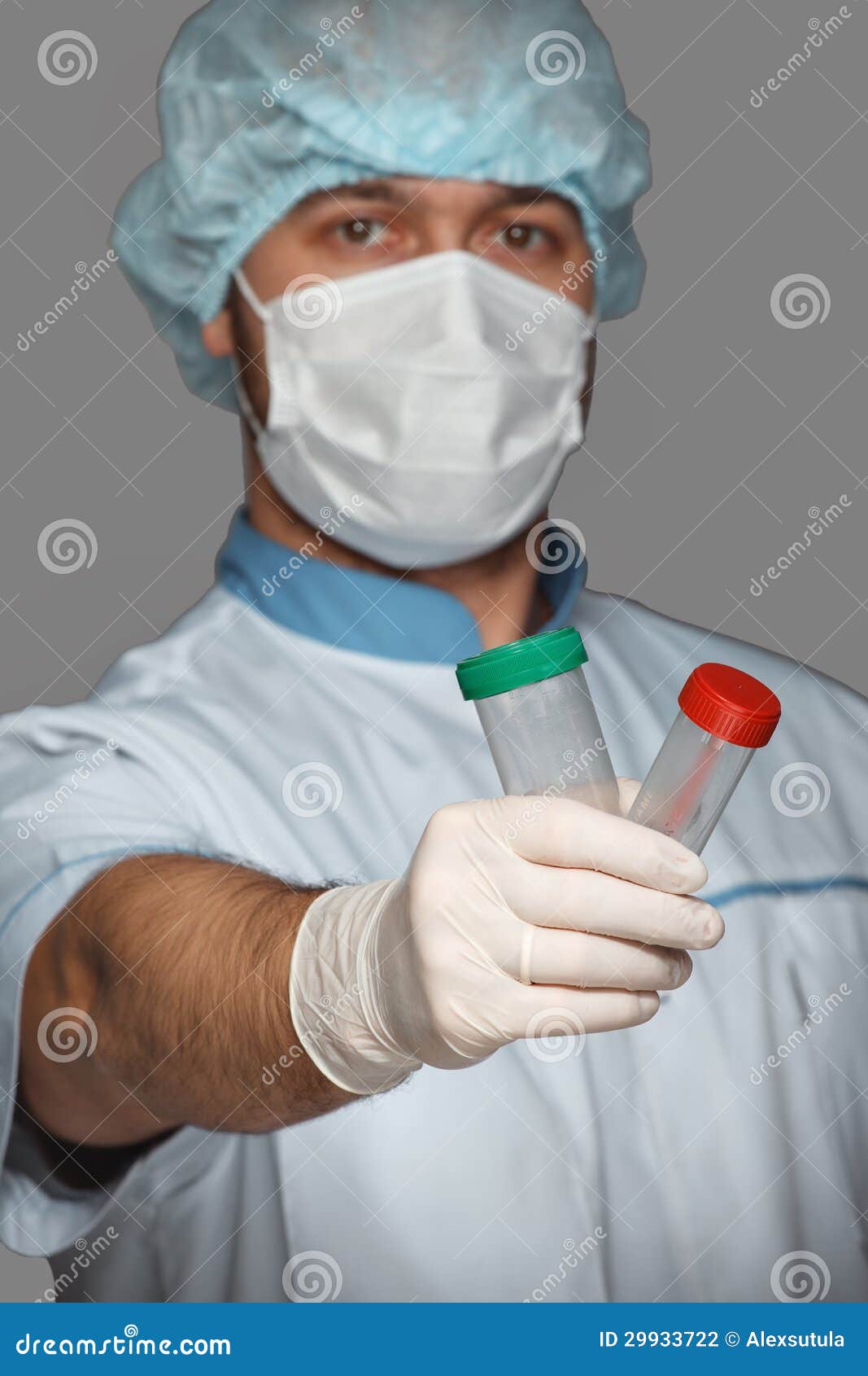 Young Doctor with Container for Analysis Stock Photo - Image of eyes ...